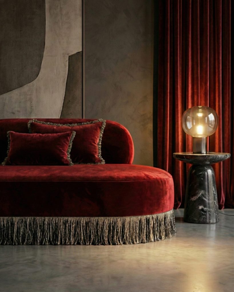 Pop Tsar Rouge Baiser – Velours couture & lin Medina